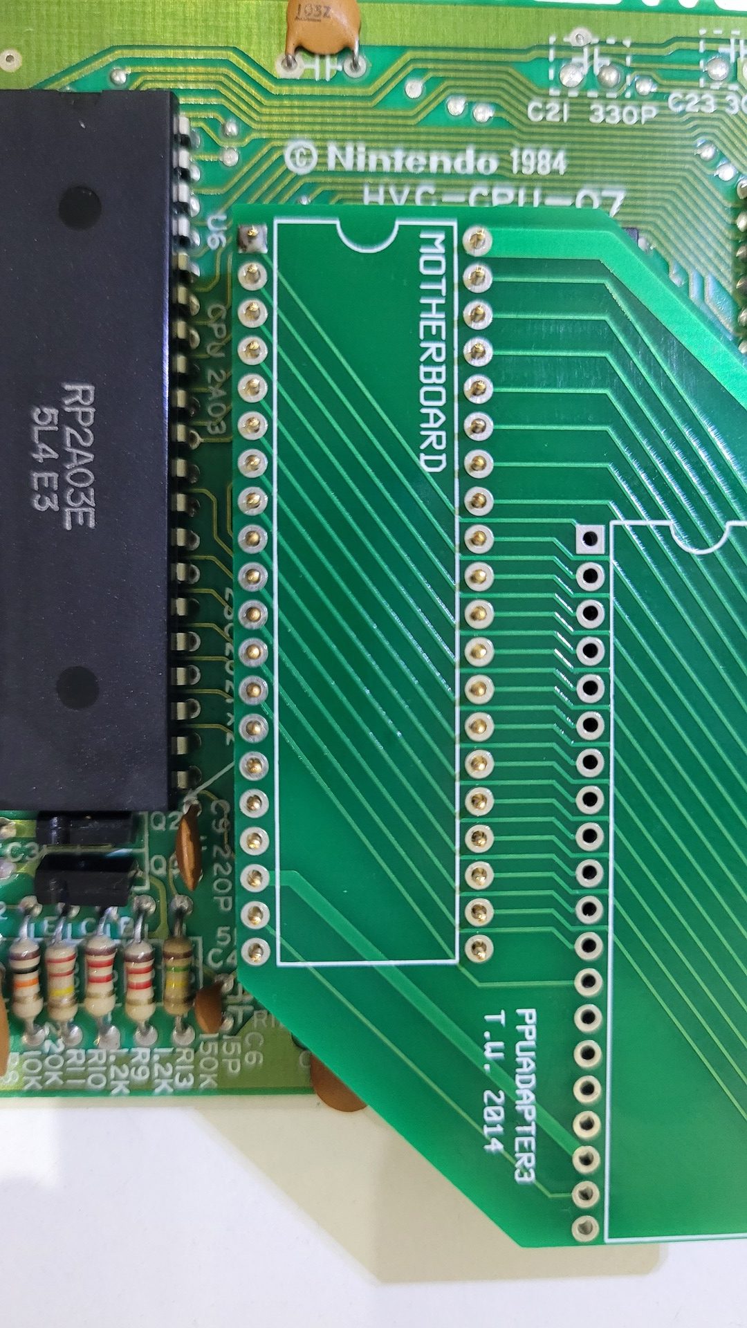 Famicom modded to output RGB signal with NesRGB